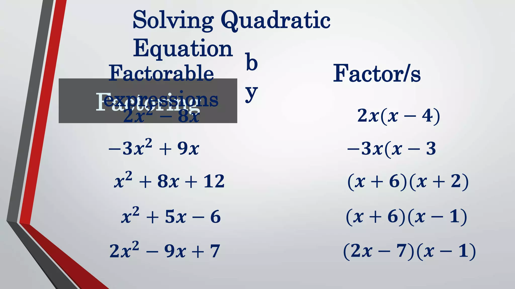 Quarter 1 - Illustrating and solving quadratic equations | PPTX