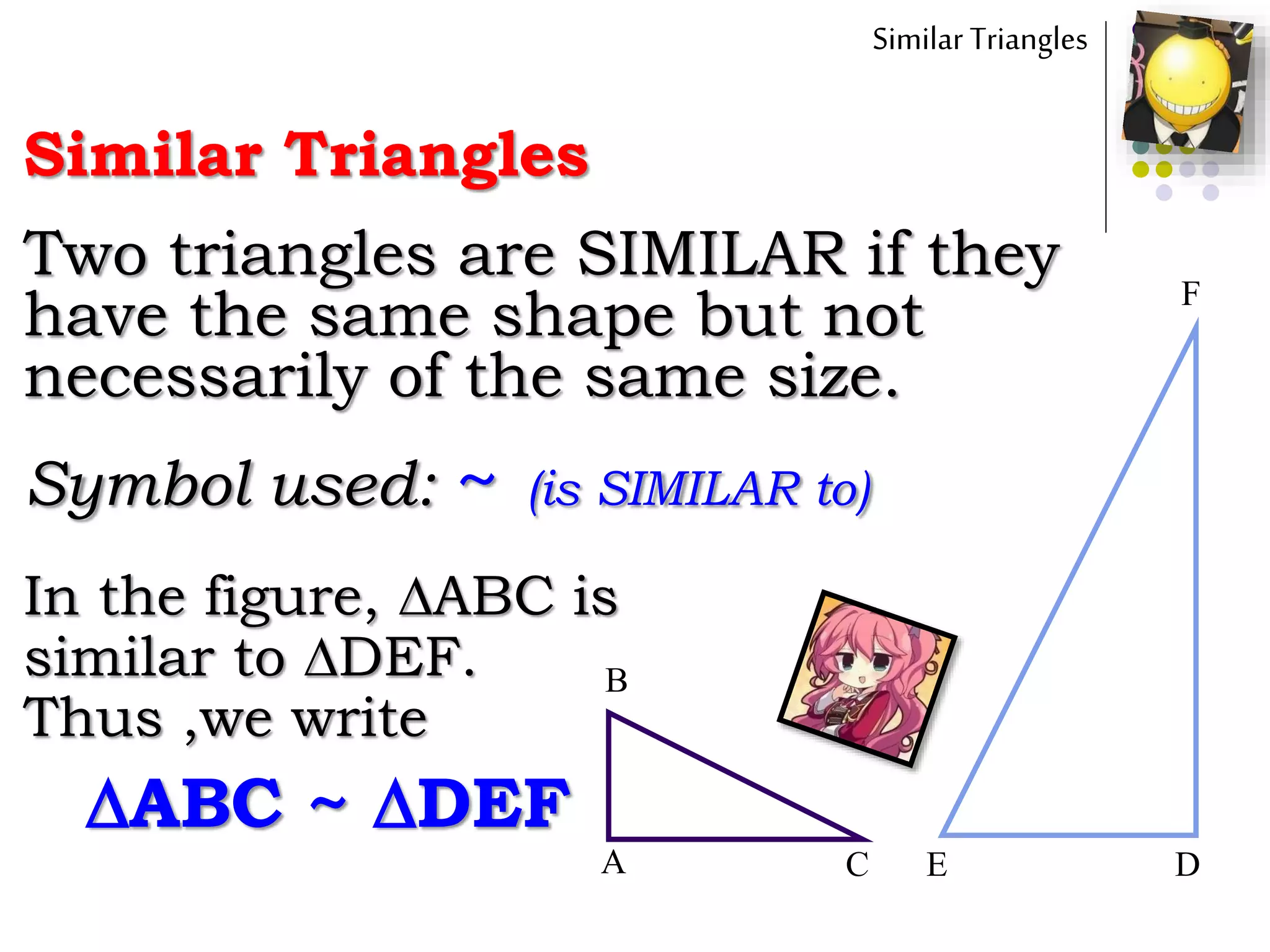 Math 9 similar triangles intro | PPTX