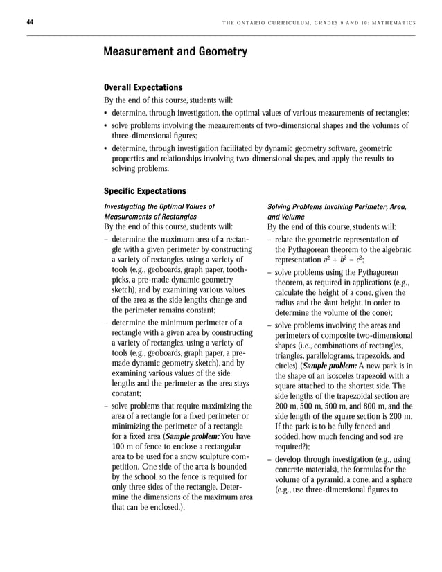 Grade 9 Mathematics (10F) - Education and Advanced ... | PDF