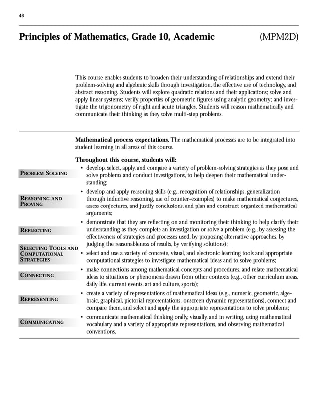 Grade 9 Mathematics (10F) - Education and Advanced ... | PDF