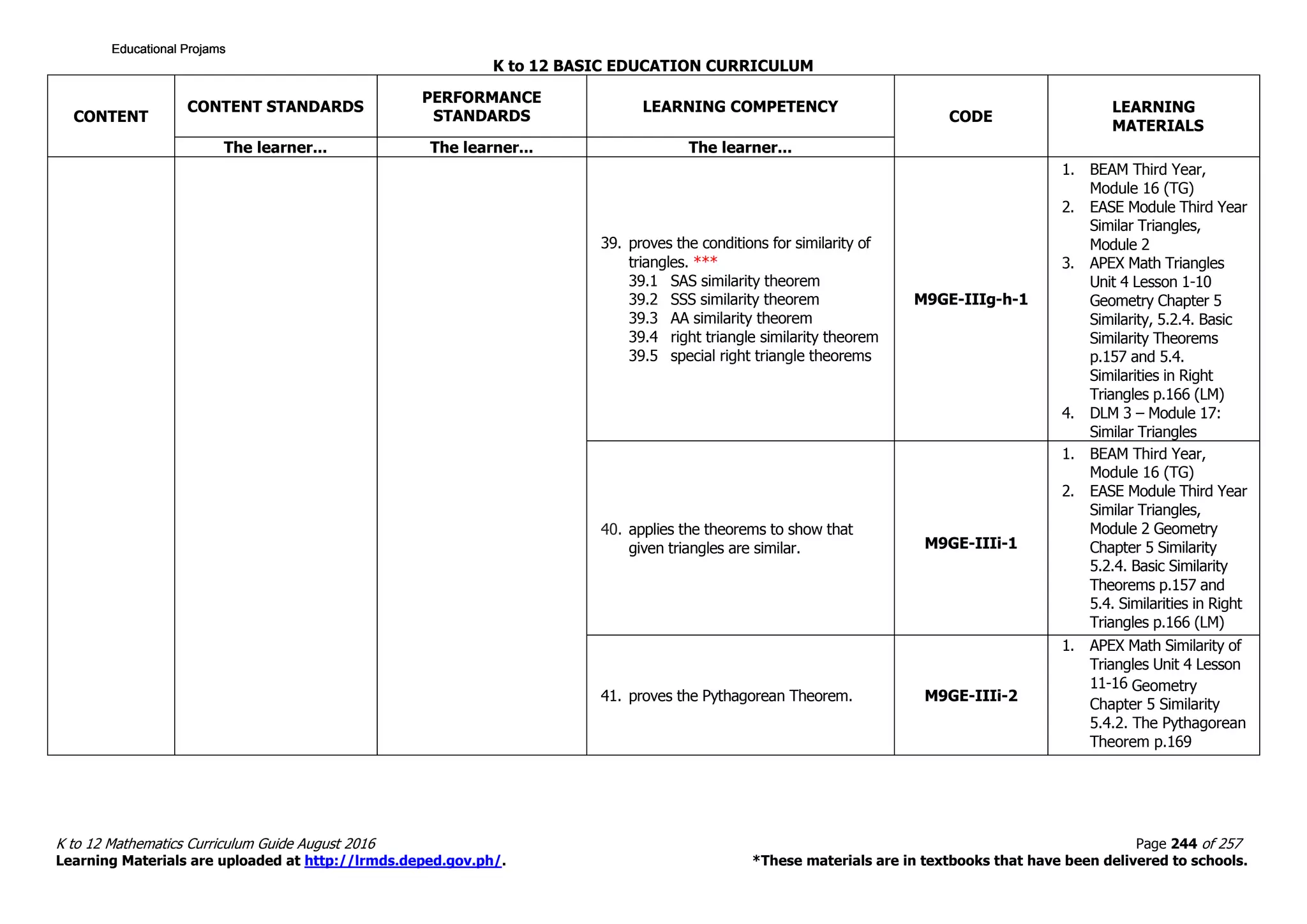 Math 9 Curriculum Guide rev.2016