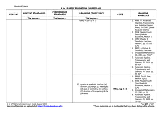 Math 9 Curriculum Guide rev.2016