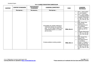 Math 9 Curriculum Guide rev.2016