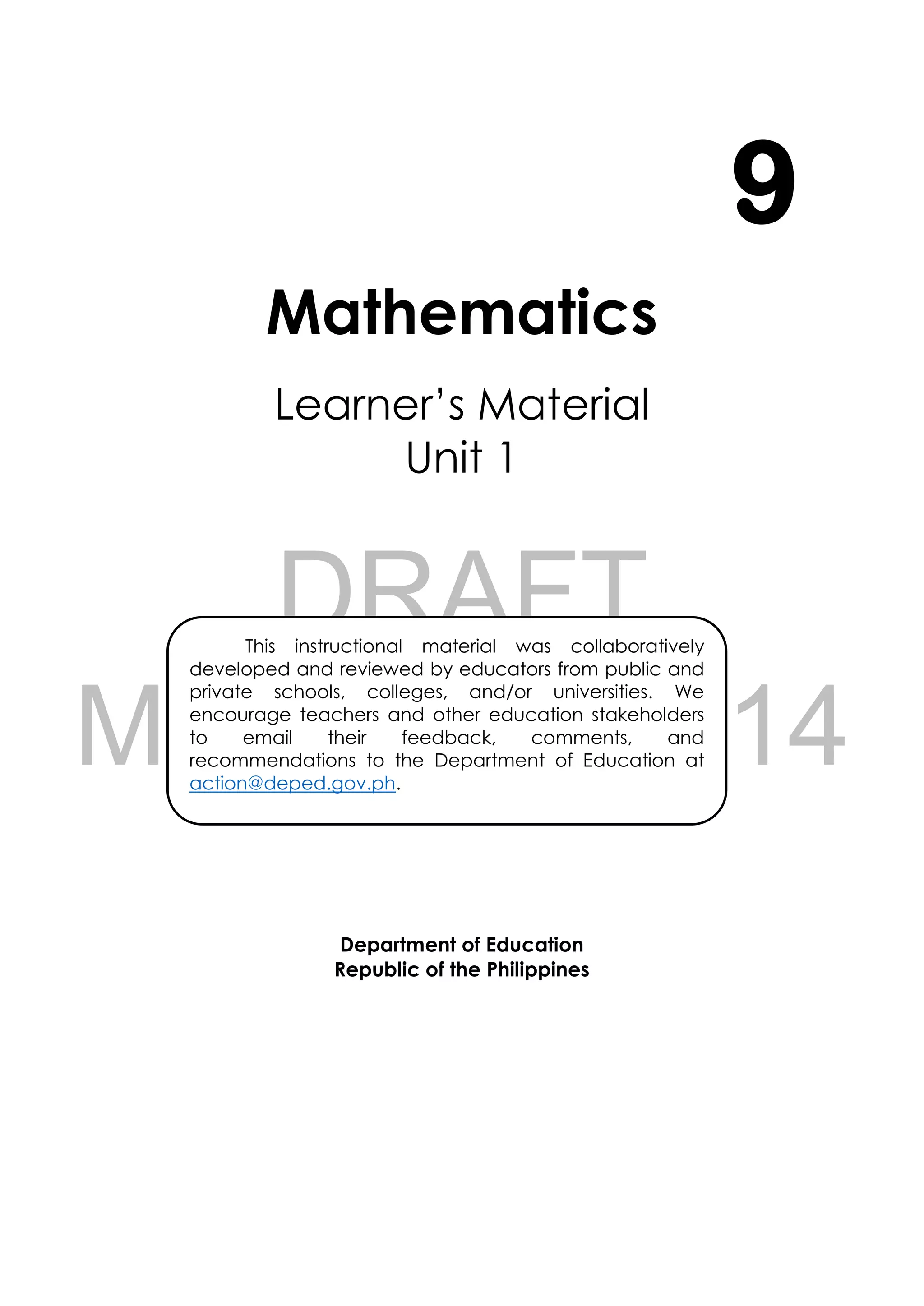 Math 9 (module 1 & 2) | PDF
