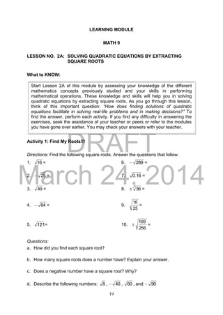 Math 9 (module 1 & 2) | PDF