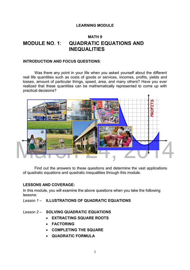 Math 9 (module 1 & 2) | PDF