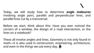 Understanding Angle Pairs, Parallel and Perpendicular Lines in Geometry ...