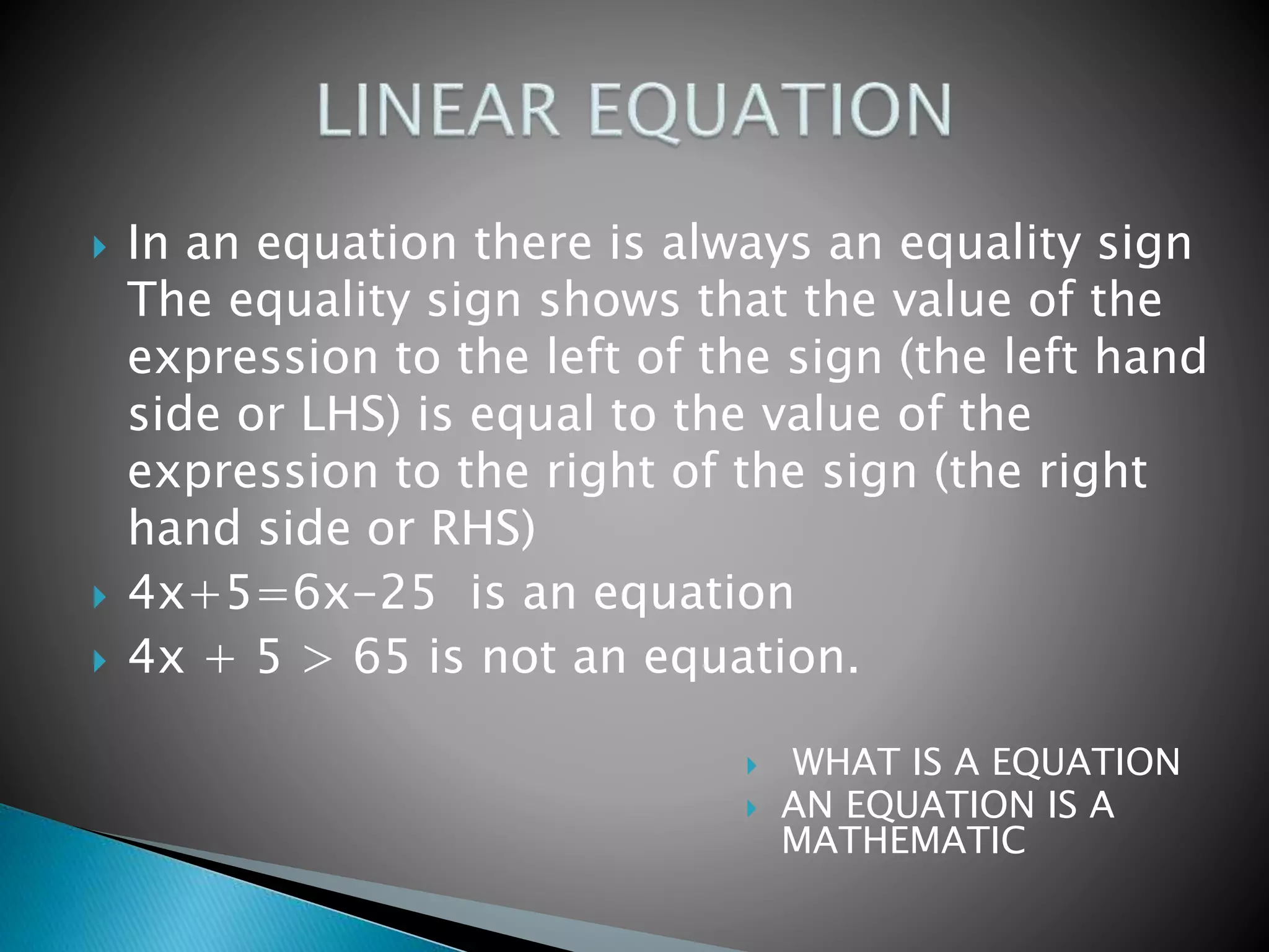 linear equation 0178 ppt | PPT