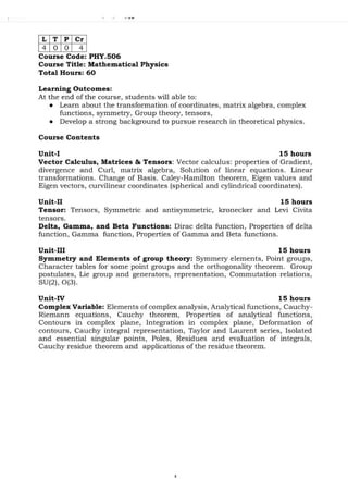 Mathamatical physics phy.506 | PDF