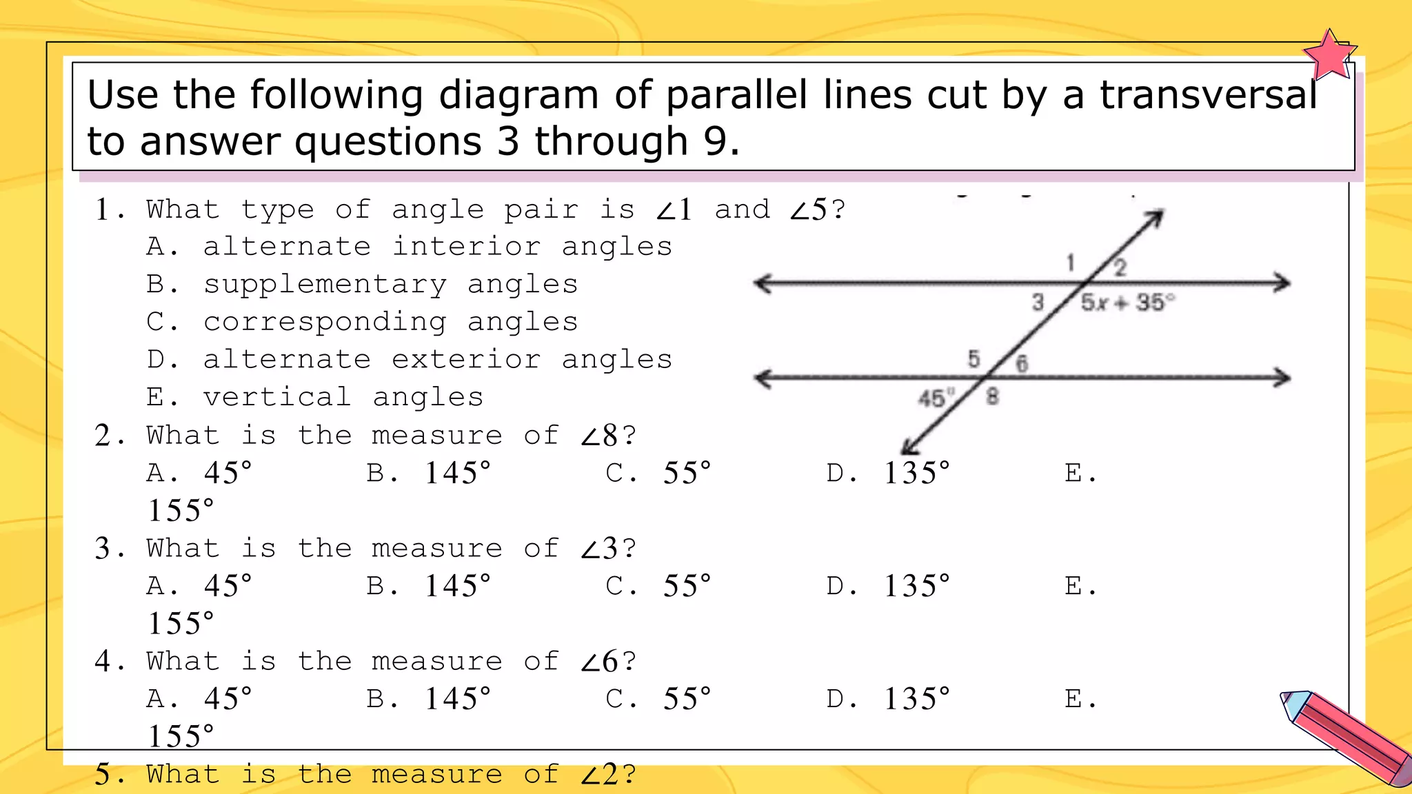 Parallel lines cut by a transversal | PPTX