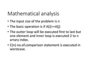 Mathematical Analysis of Non-Recursive Algorithm. | PPT