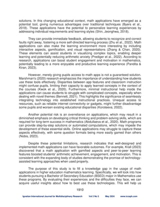 MATH APPS IN MATH EDUCATION: EXPERIENCES AND CHALLENGES OF PRE-SERVICE ...
