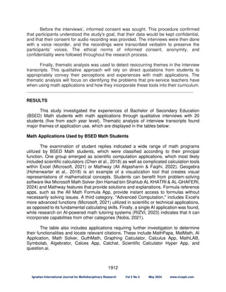 MATH APPS IN MATH EDUCATION: EXPERIENCES AND CHALLENGES OF PRE-SERVICE ...