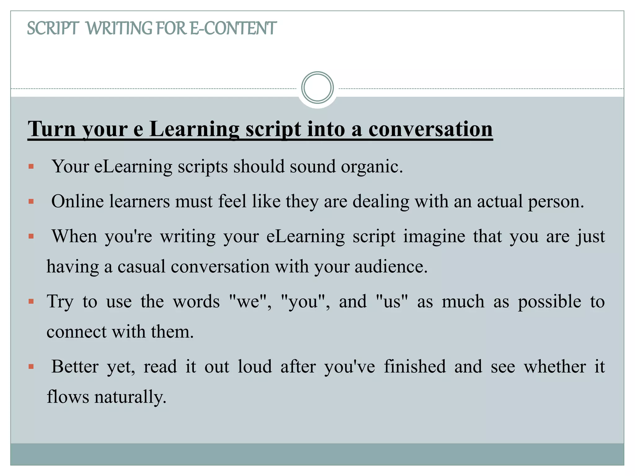 Script writing for e-content | PPTX