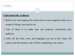 Script writing for e-content | PPTX