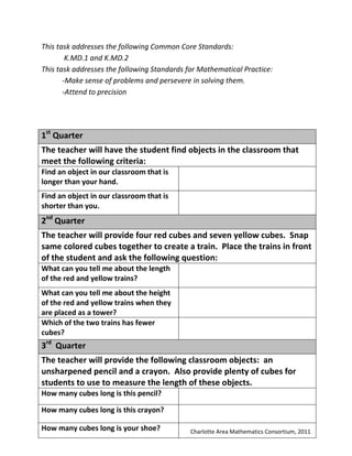 Math Assessment: K | PDF