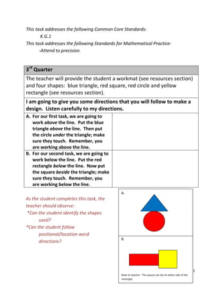Math Assessment: K | PDF