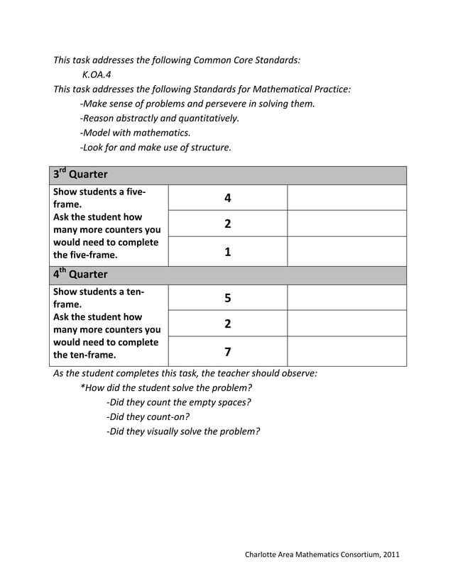 Math Assessment: K | PDF
