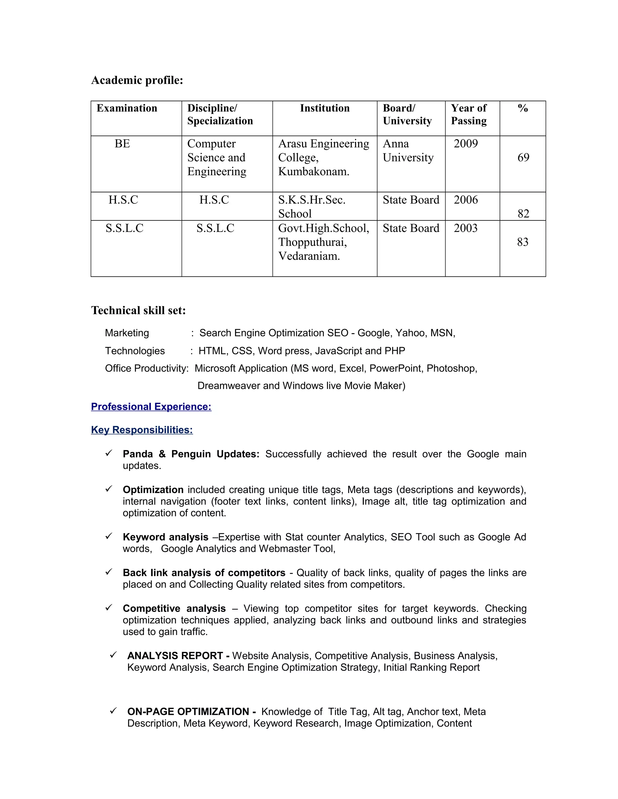 Mathavan senior-seo-analyst-resume-3-years-experience | DOC