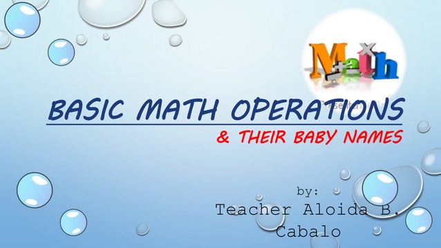 Math basic operations | PPTX | Homework and Study | Education
