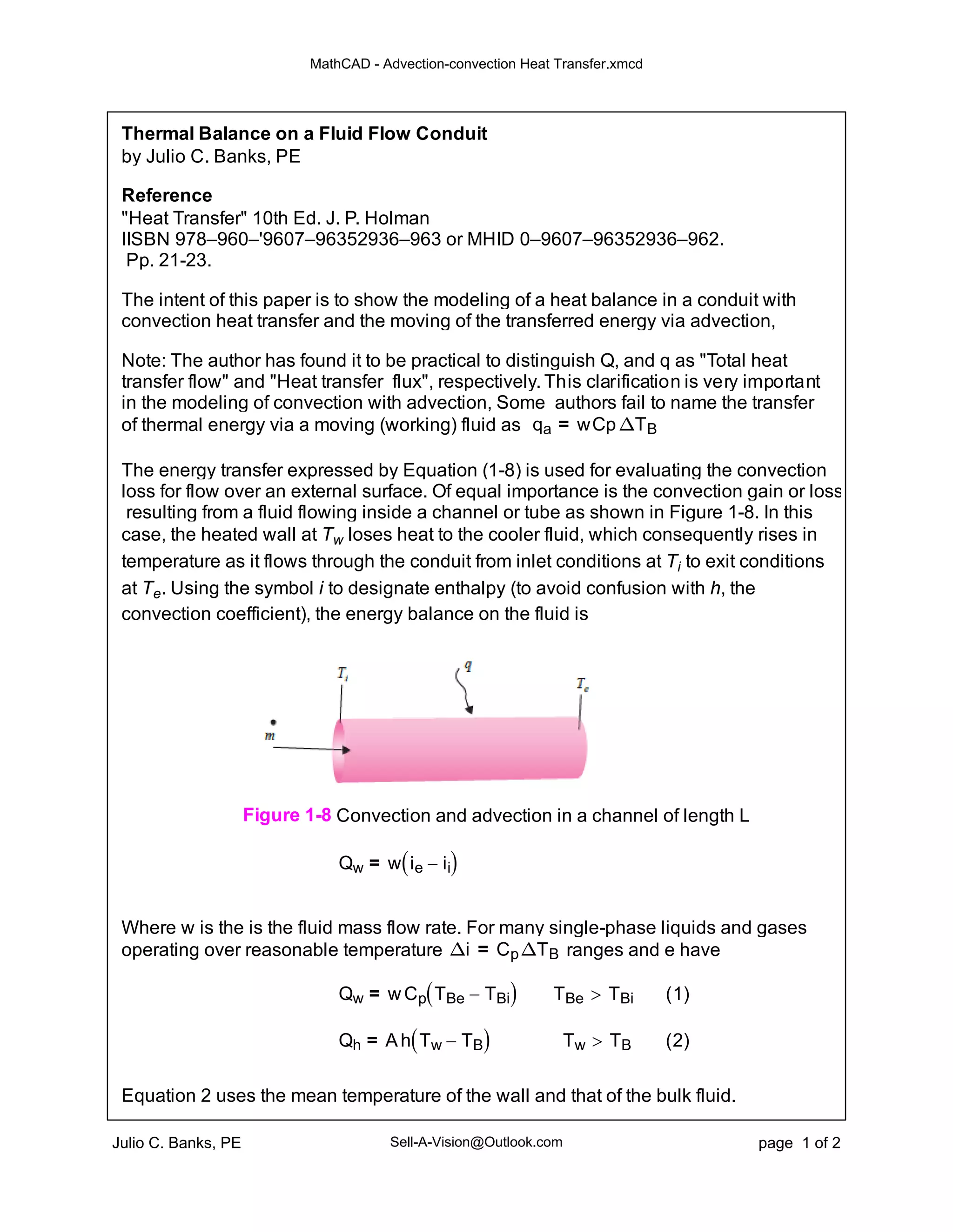 Math cad advection-convection heat transfer | PDF