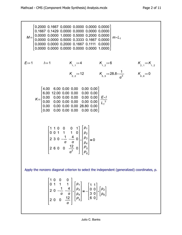 Mathcad - CMS (Component Mode Synthesis) Analysis.pdf