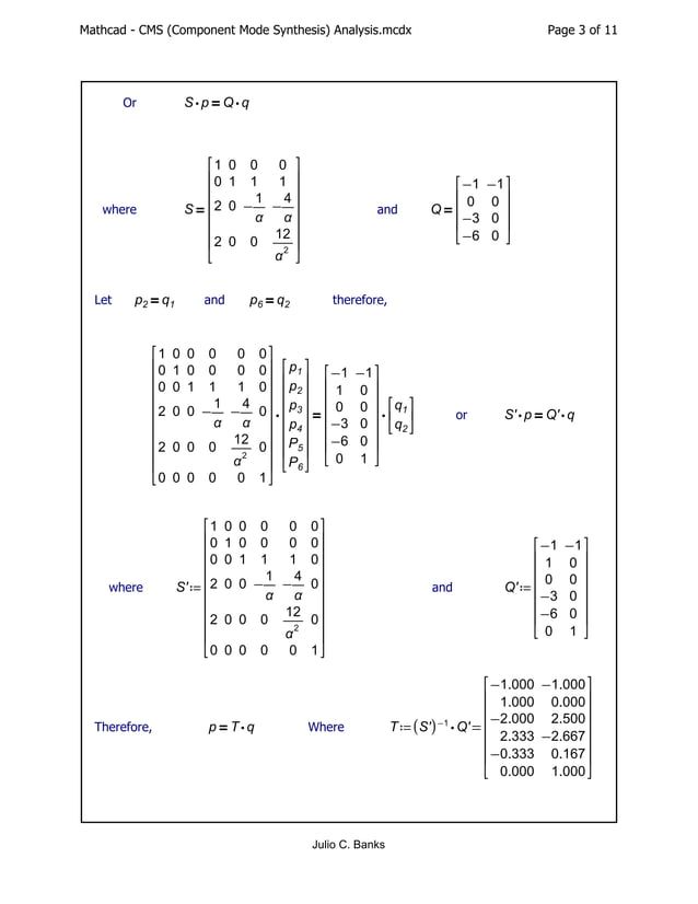 Mathcad - CMS (Component Mode Synthesis) Analysis.pdf