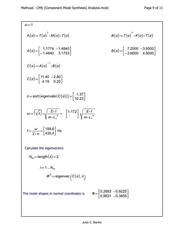 Mathcad - CMS (Component Mode Synthesis) Analysis.pdf