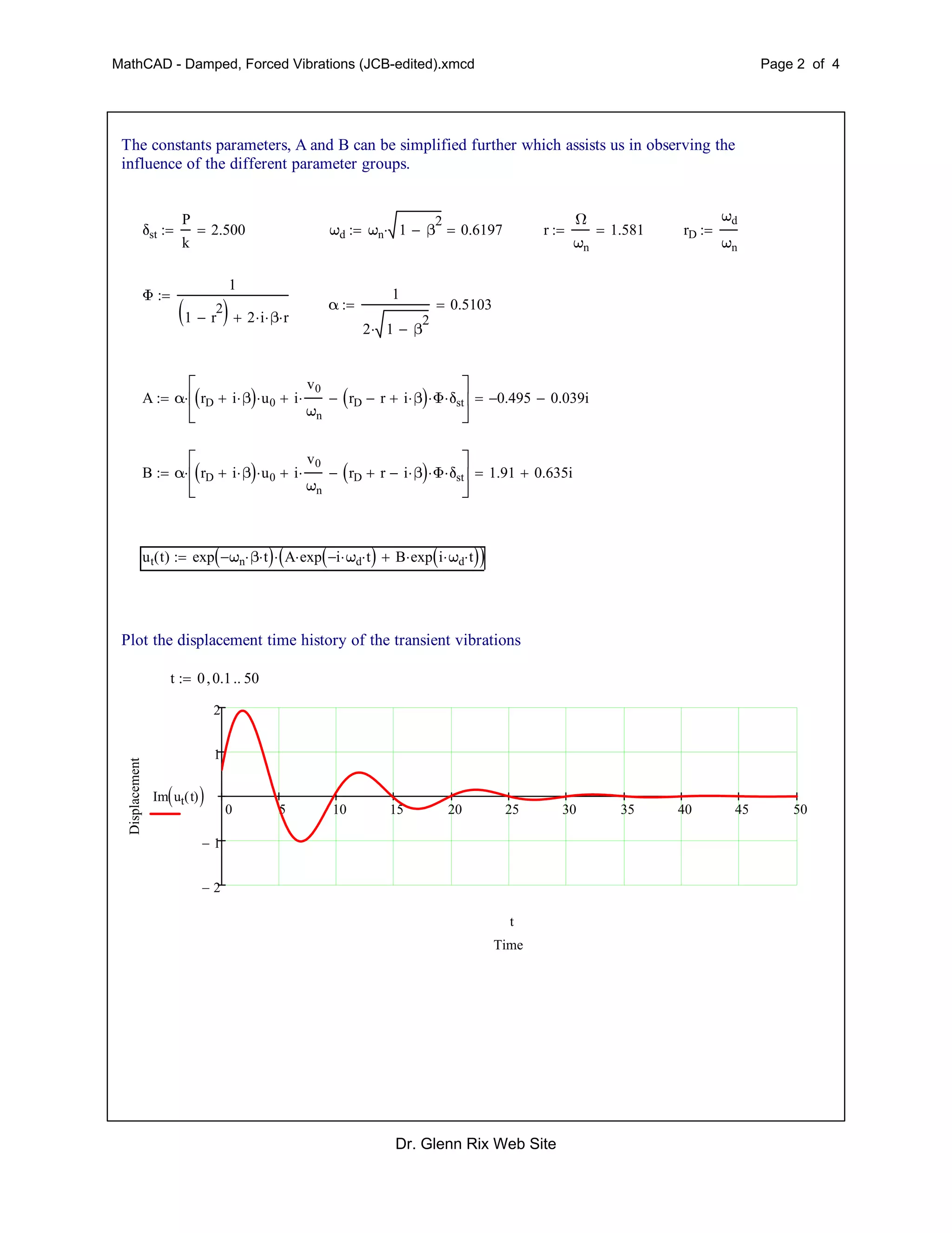 Math cad damped, forced vibrations (jcb-edited) | PDF