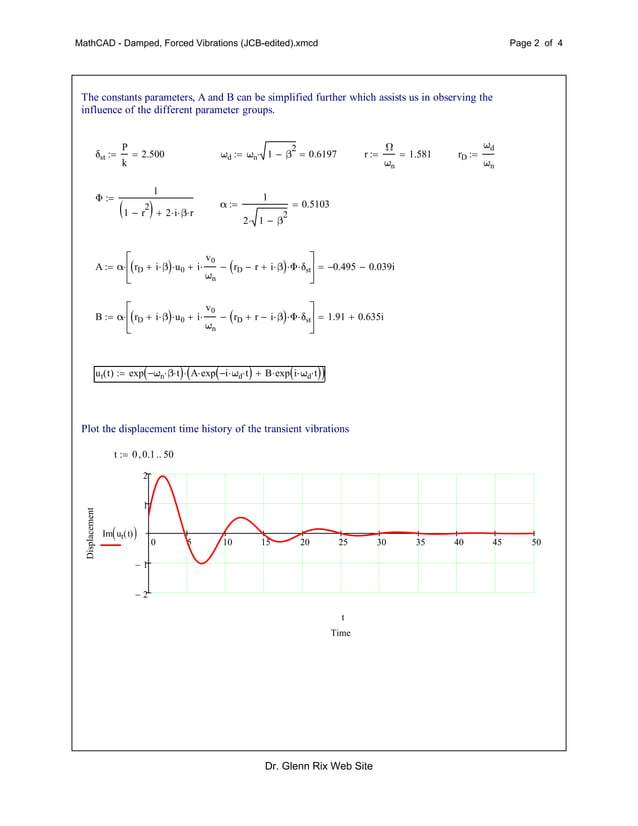 Math cad damped, forced vibrations (jcb-edited) | PDF