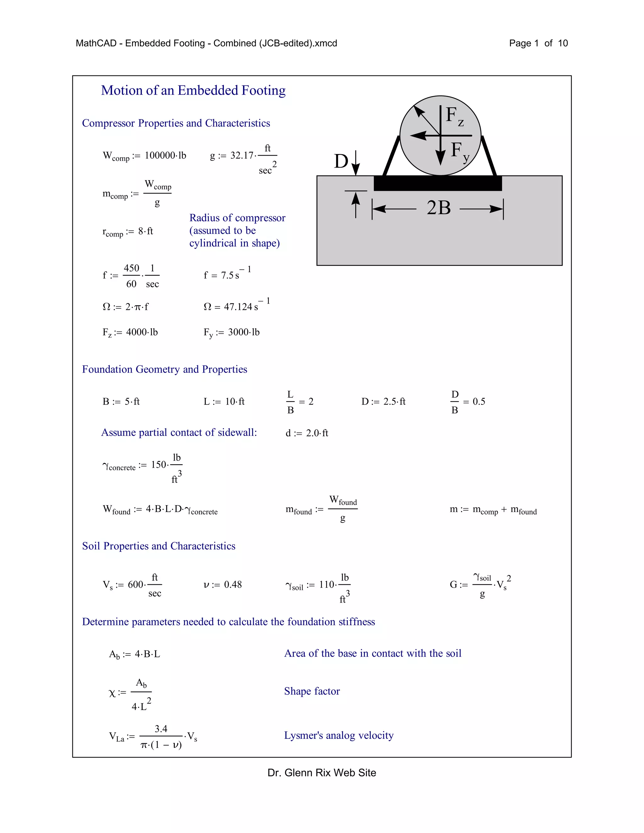 Math cad embedded footing - combined (jcb-edited) | PDF