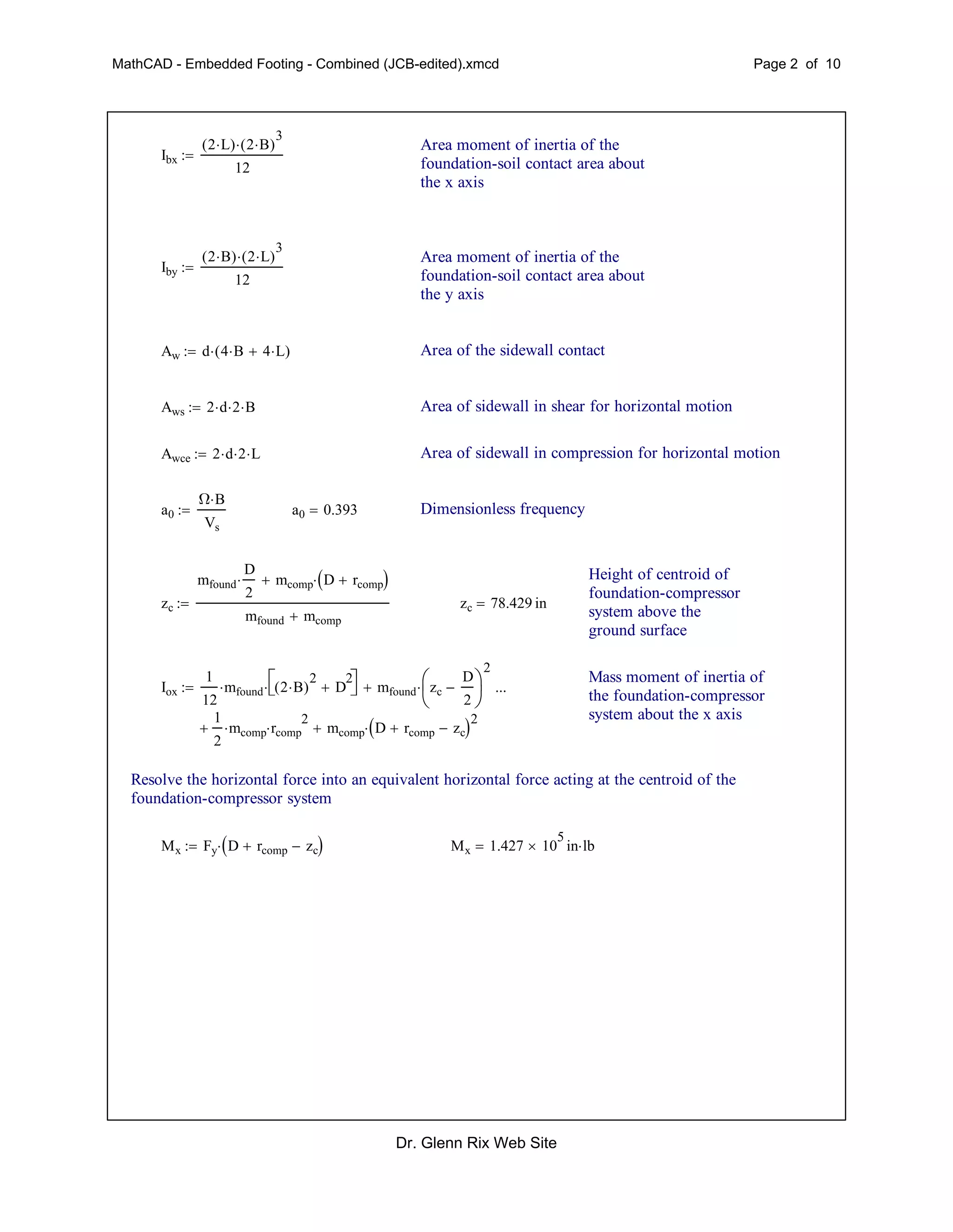 Math cad embedded footing - combined (jcb-edited) | PDF