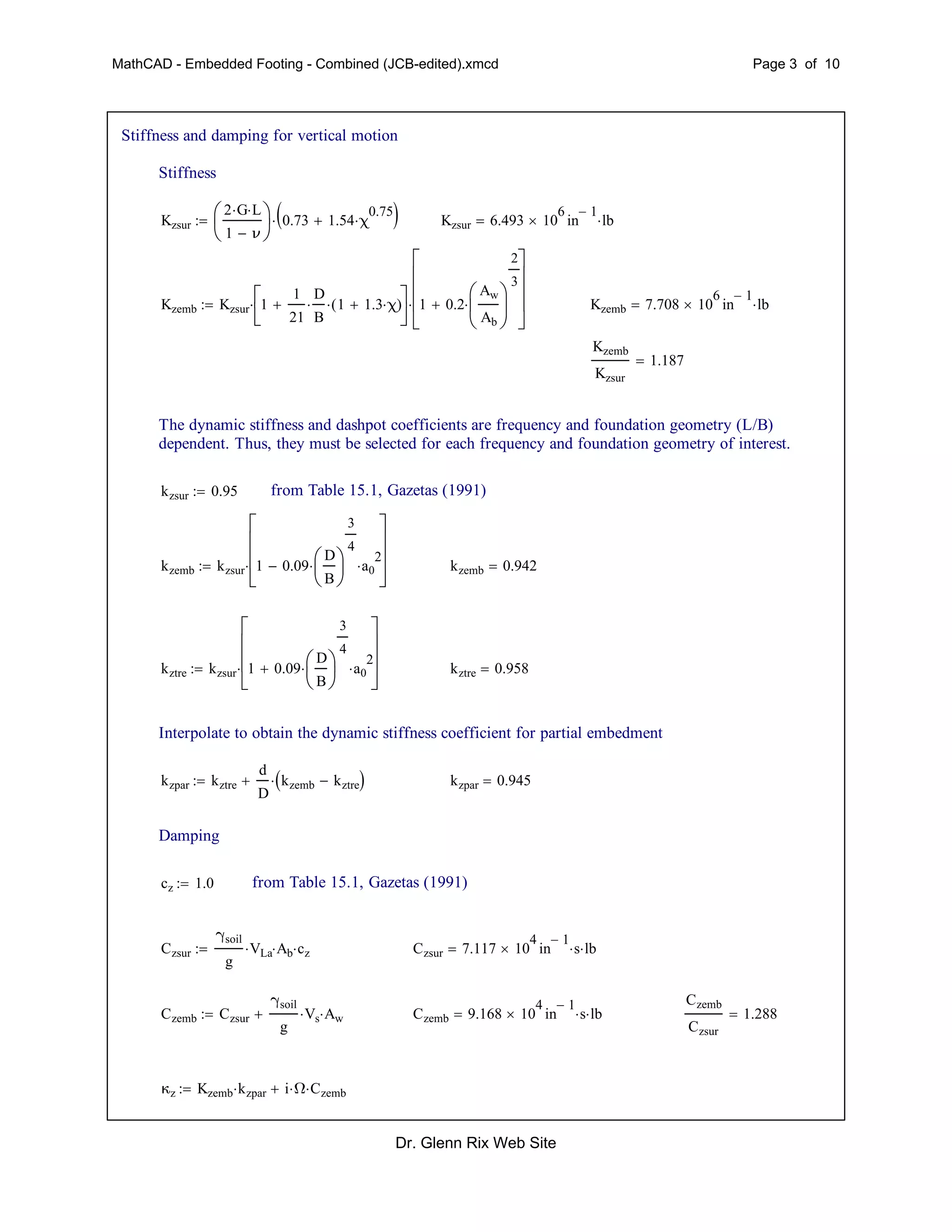 Math cad embedded footing - combined (jcb-edited) | PDF