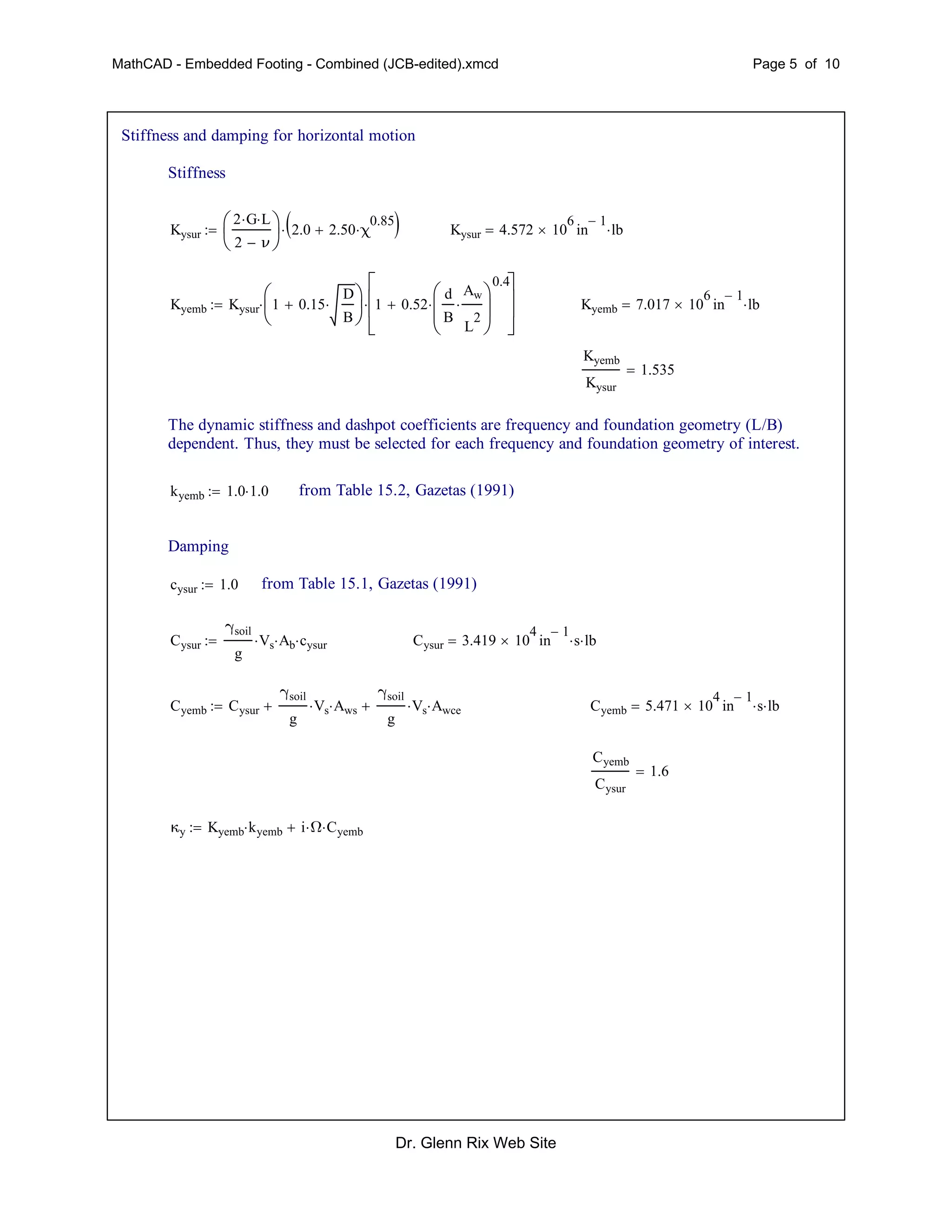 Math cad embedded footing - combined (jcb-edited) | PDF