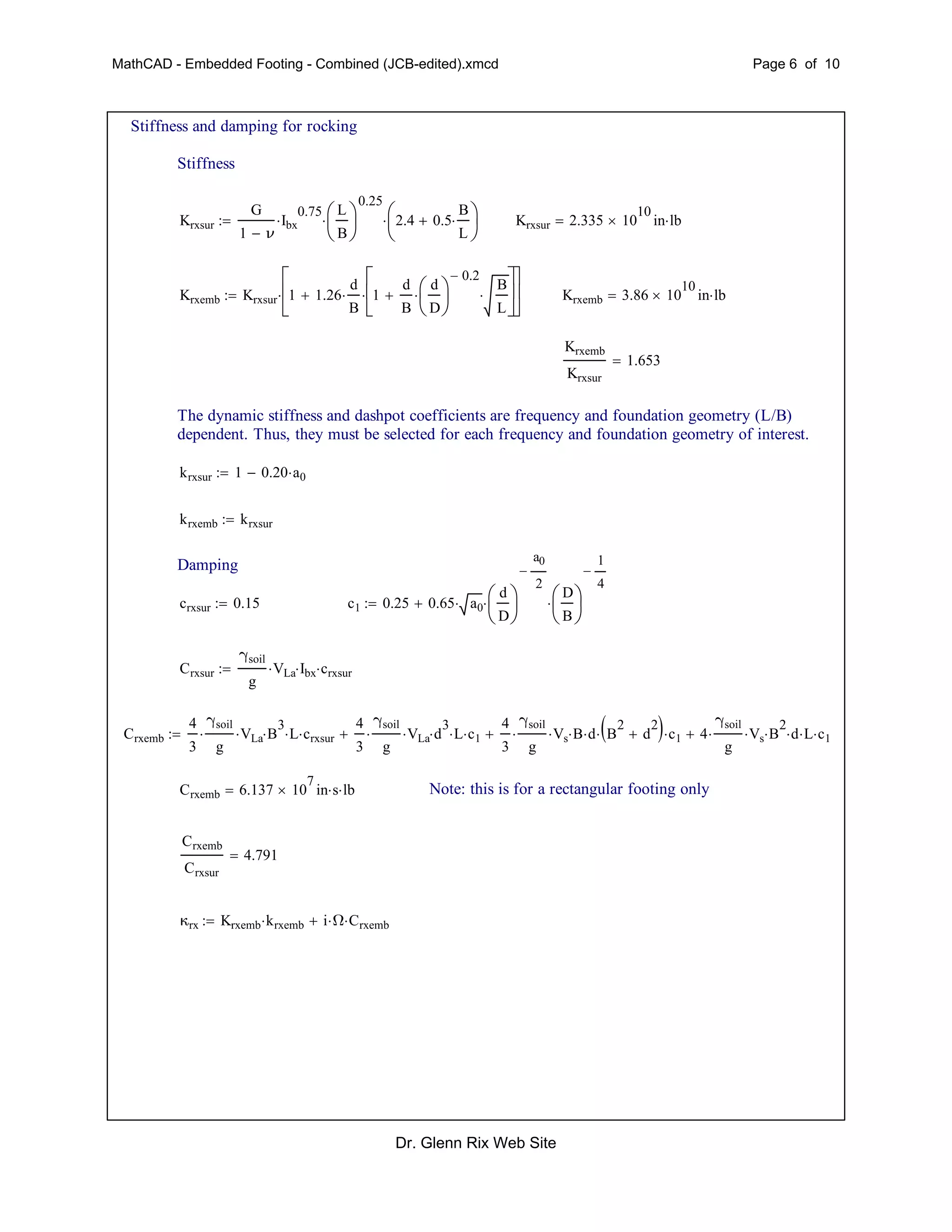 Math cad embedded footing - combined (jcb-edited) | PDF | Physics | Science