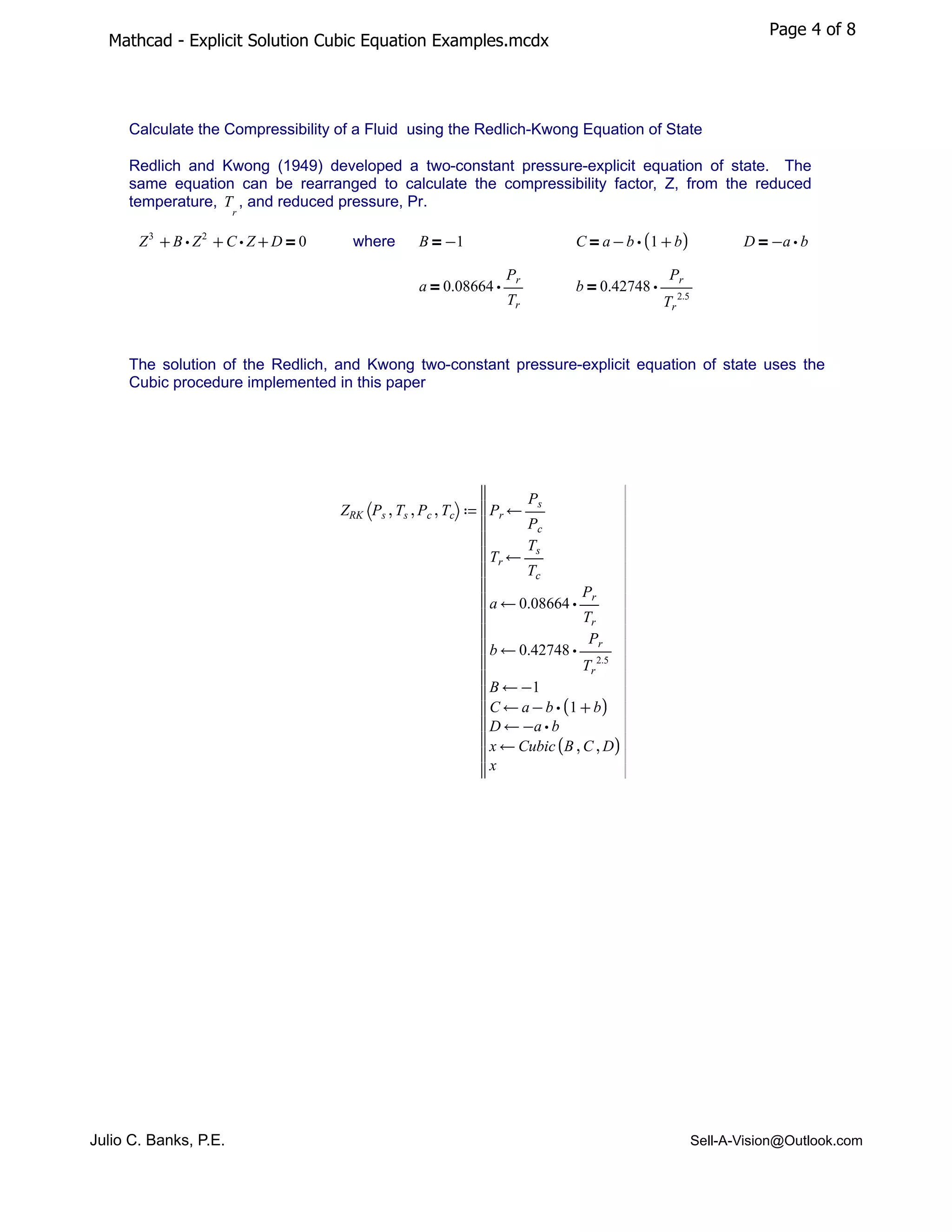 Mathcad explicit solution cubic equation examples | PDF