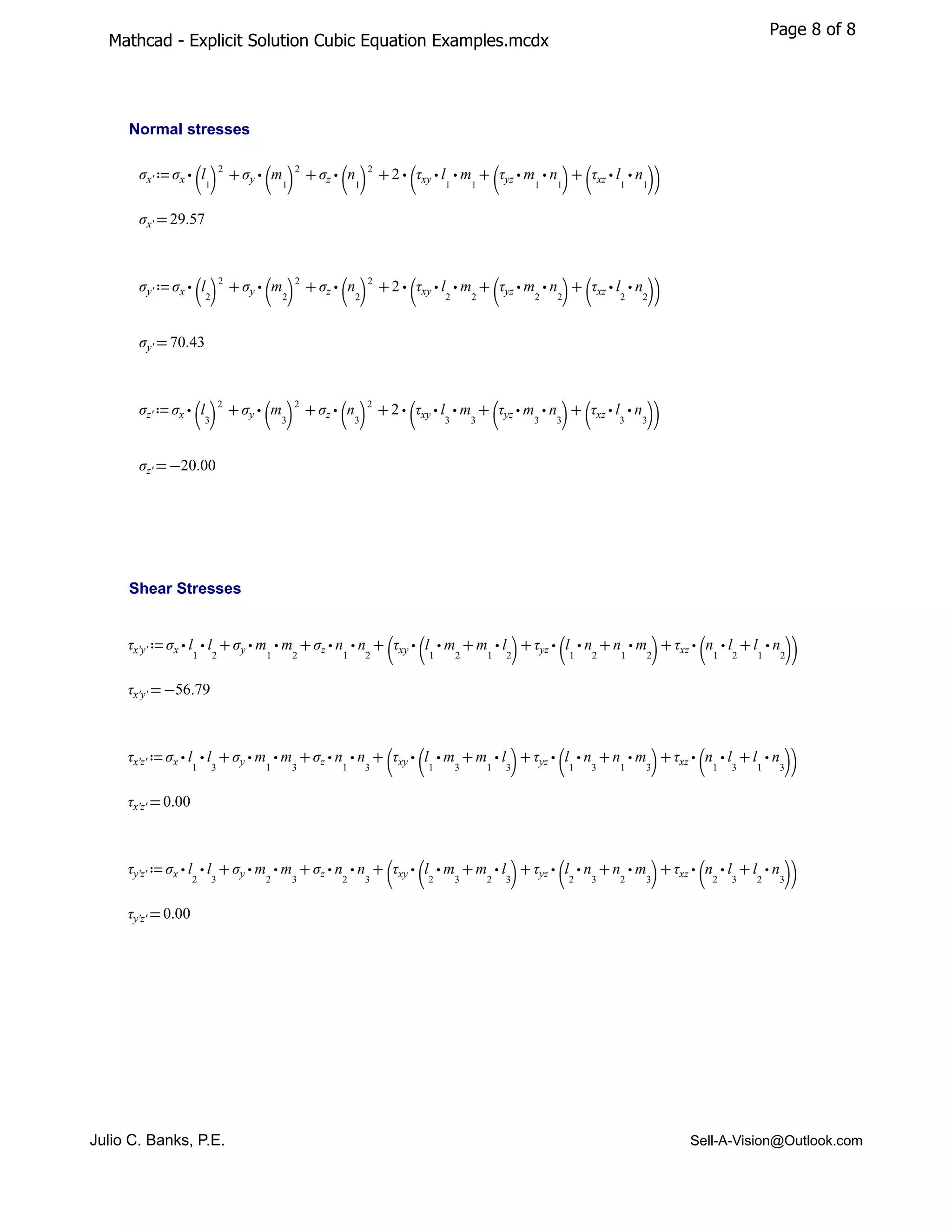 Mathcad explicit solution cubic equation examples | PDF