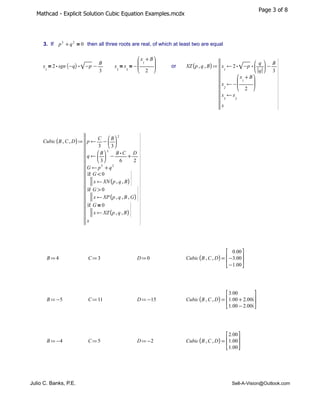 Mathcad explicit solution cubic equation examples | PDF