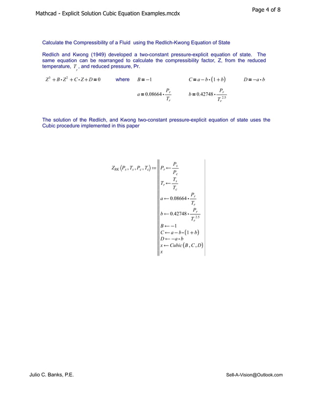 Mathcad explicit solution cubic equation examples | PDF