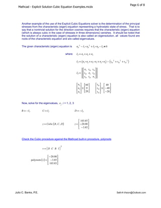 Mathcad explicit solution cubic equation examples | PDF