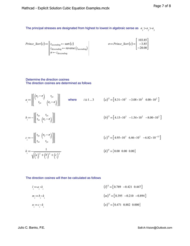 Mathcad explicit solution cubic equation examples | PDF