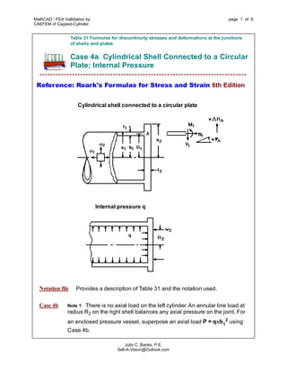 MathCAD FEA vallidation by caefem of capped-cylinder stresses | PDF