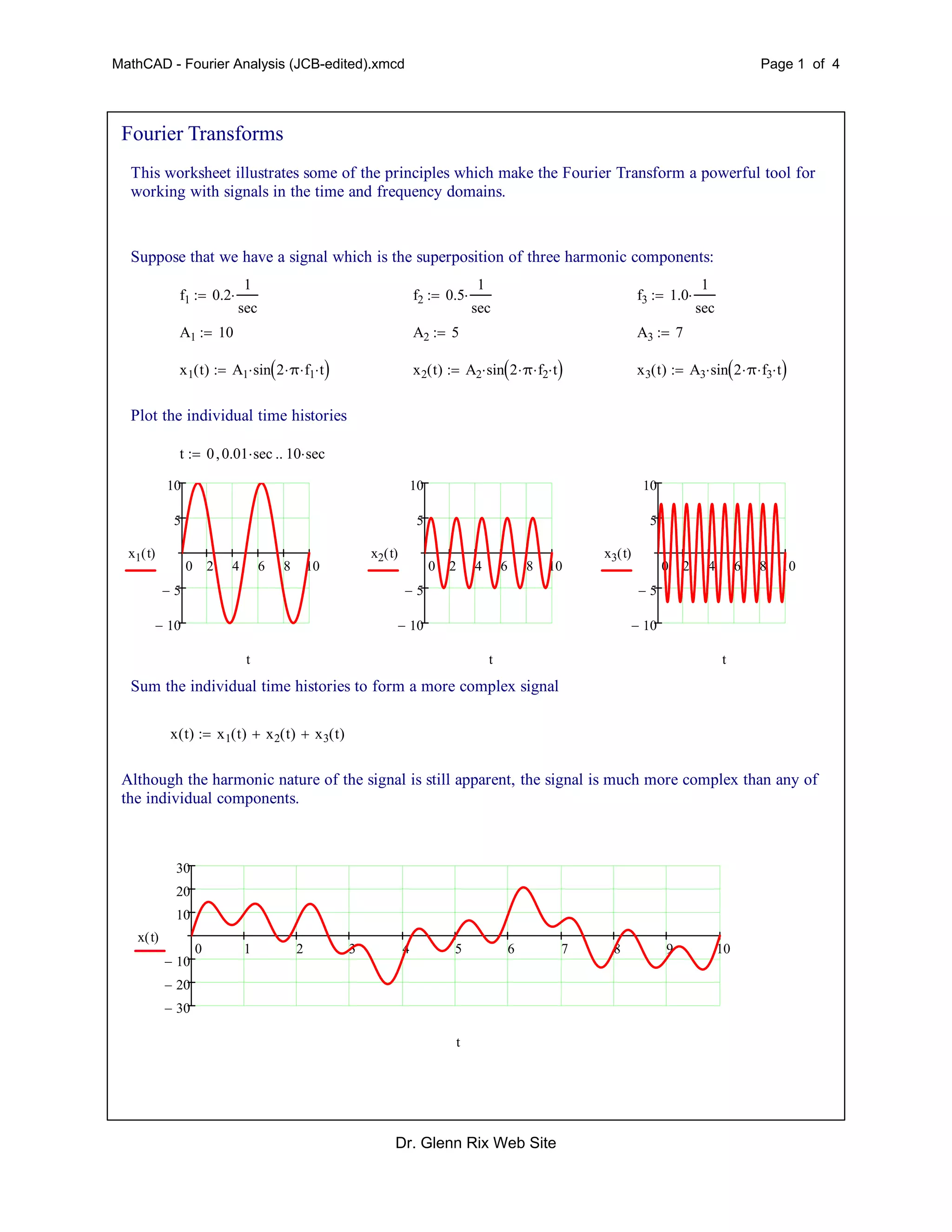 Math cad fourier analysis (jcb-edited) | PDF