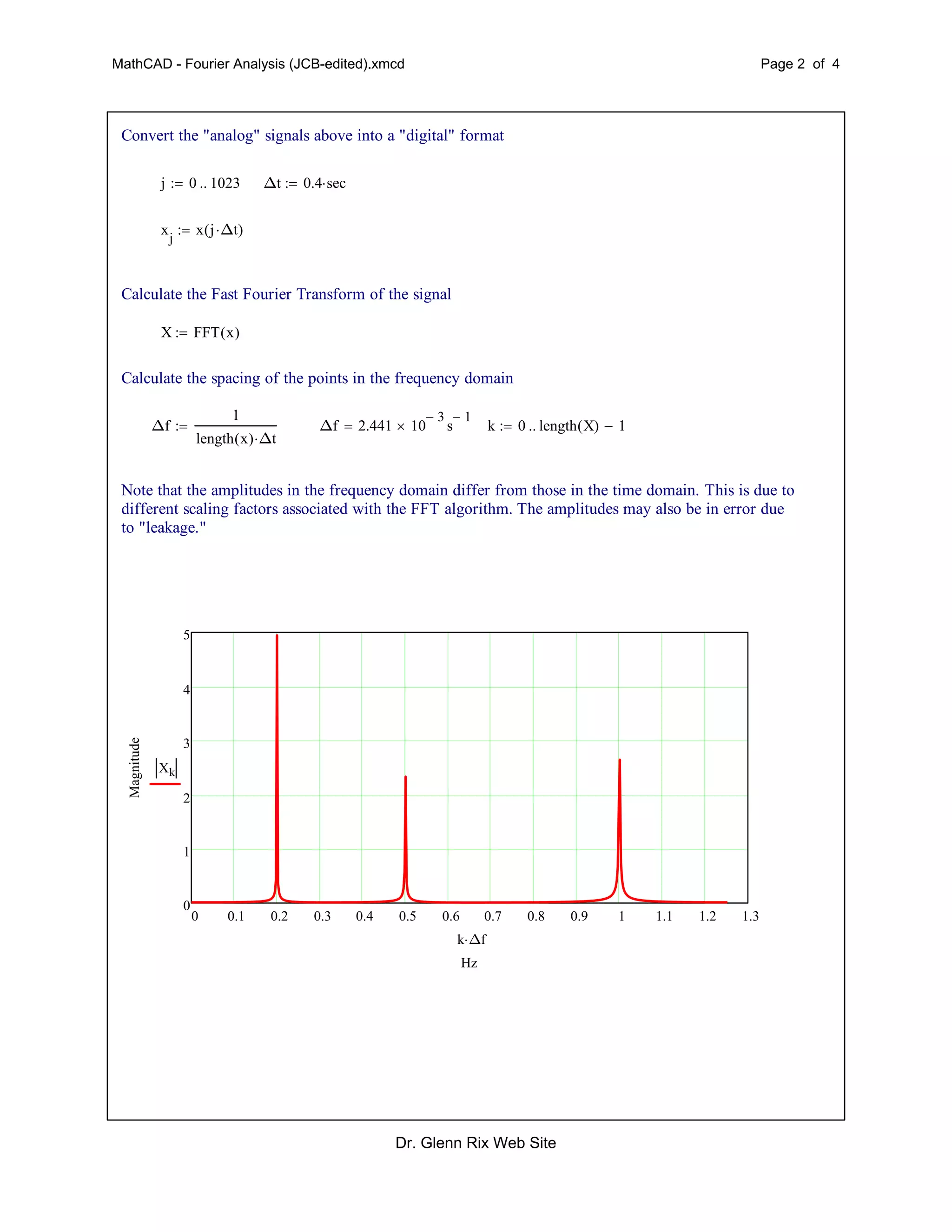 Math cad fourier analysis (jcb-edited) | PDF