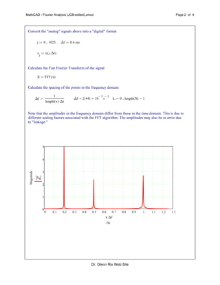 Math cad fourier analysis (jcb-edited) | PDF