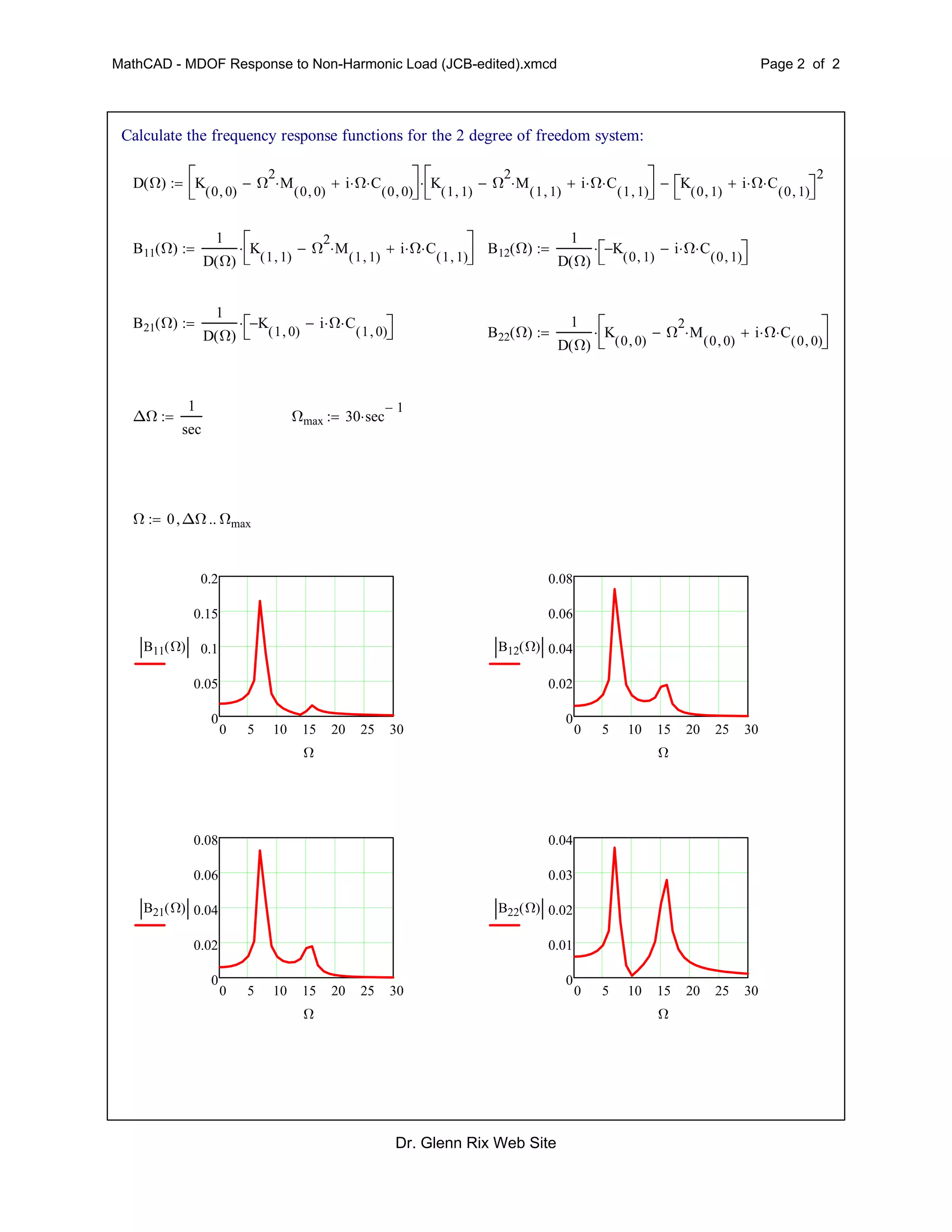 Math cad mdof response to non-harmonic load (jcb-edited) | PDF ...