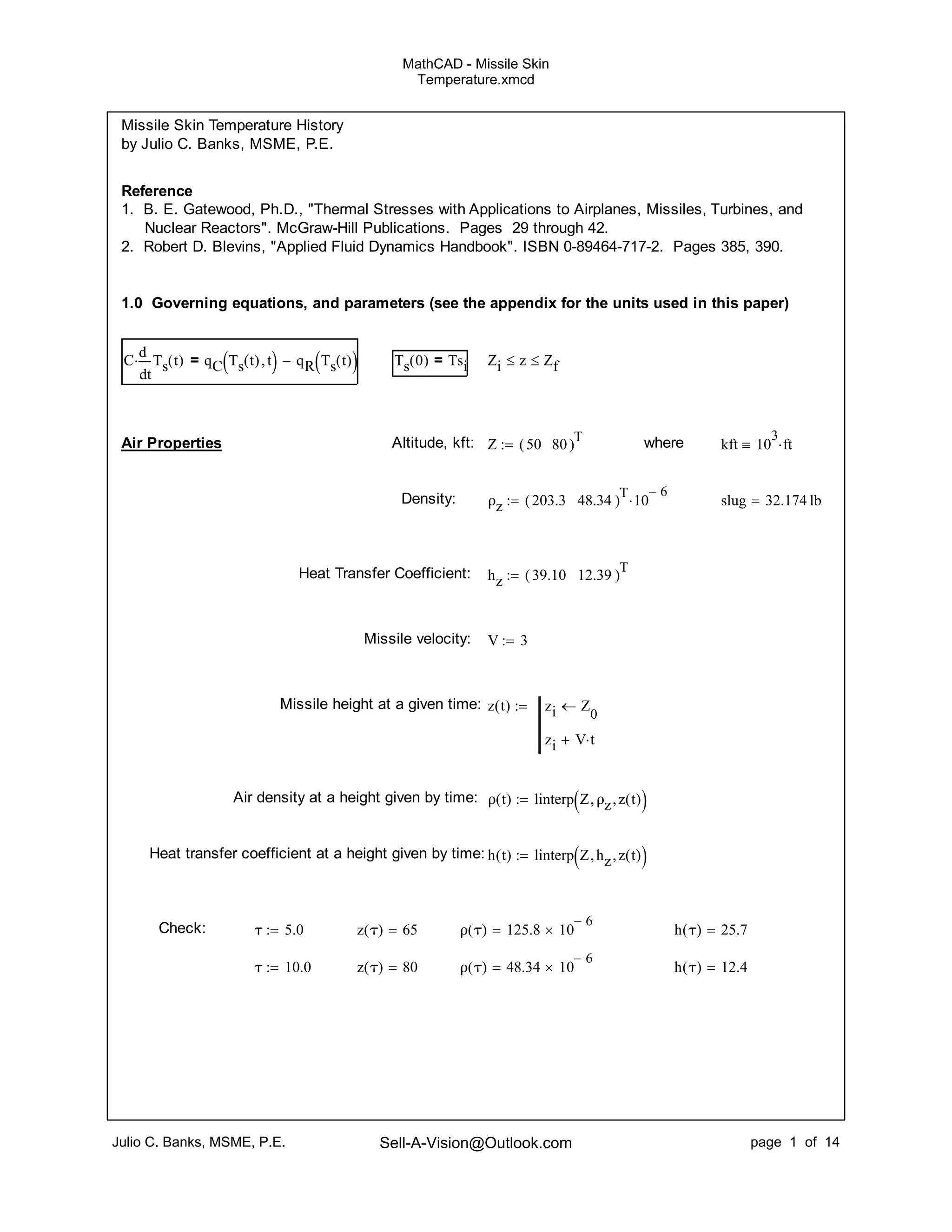 MathCAD - Missile Skin Temperature | PDF | Weather | Science