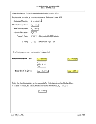 Mathcad P-elements linear versus nonlinear stress 2014-t6 | PDF