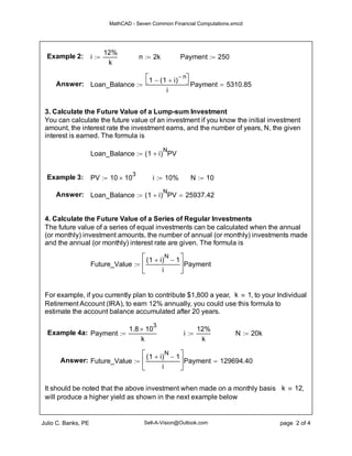 Mathcad seven common financial computations | PDF
