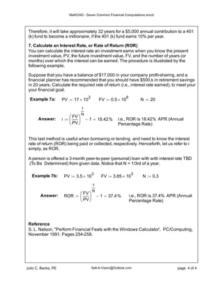 Mathcad seven common financial computations | PDF